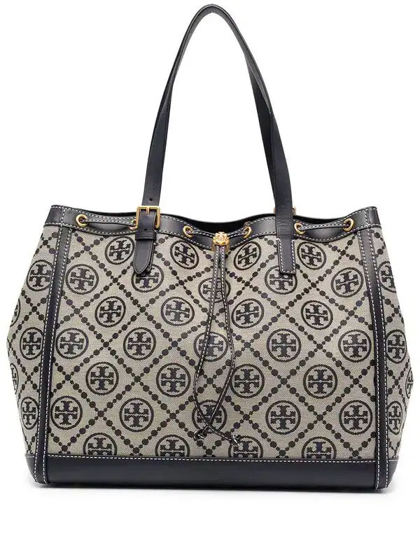 Tory Burch Monogram Pattern Tote Bag - Neutrals | Editorialist