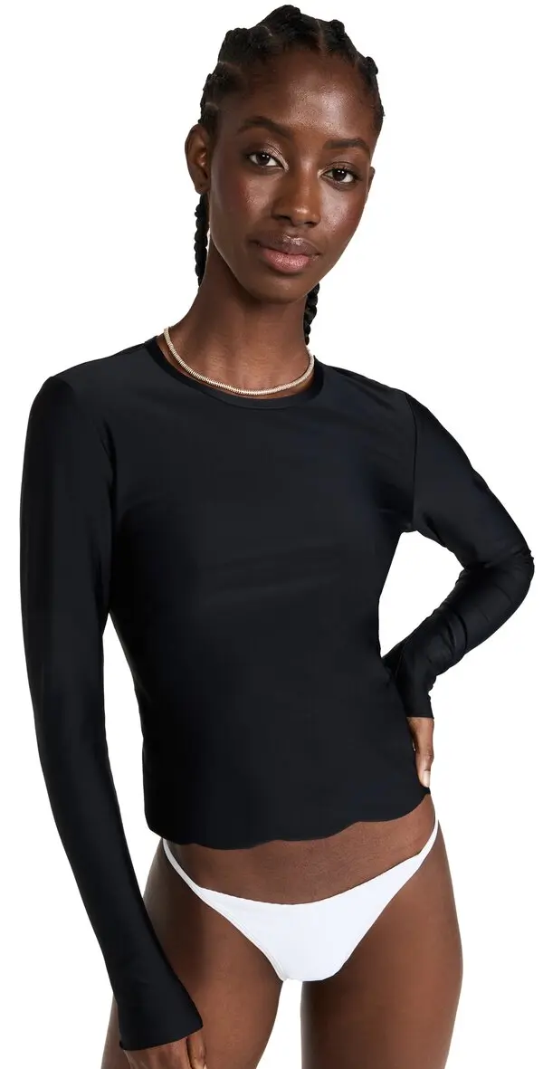 Cover Scallop Swim Tee - Black