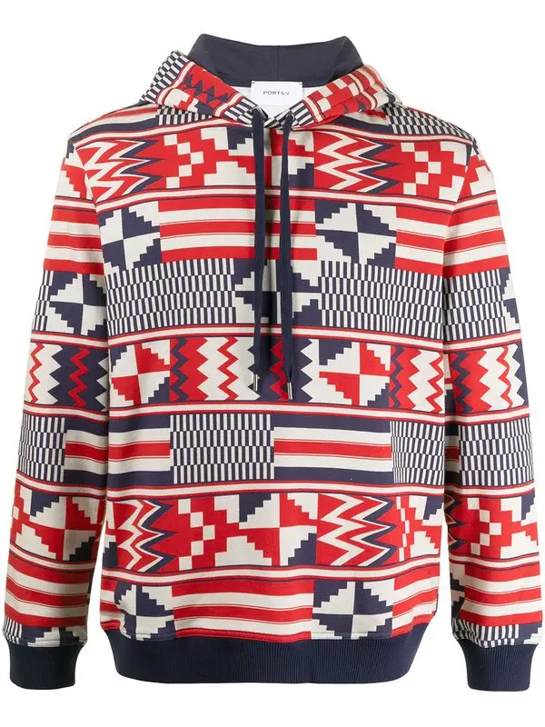 PORTS V Geometric Print Hoodie