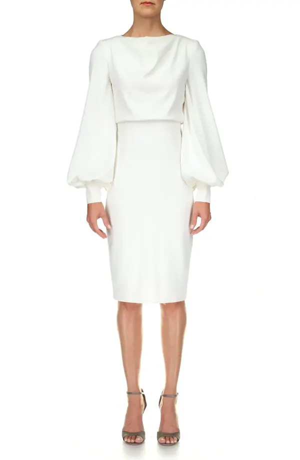 Badgley Mischka Odessa Long Sleeve Cocktail Dress - Ivory | Editorialist