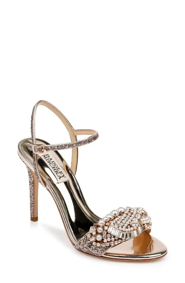 Ladies Sandals Badgley Mischka Galia Metallic Crystal Stiletto