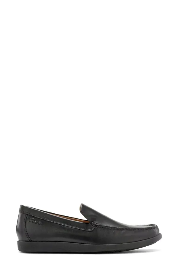 Clarks Ferius Creek Moc Toe Loafer - Black Leather 