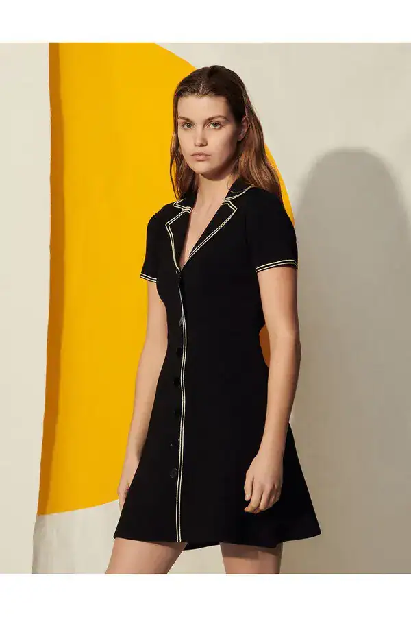 Sandro Knitted Shirt Dress In Black - 50% Off | Editorialist