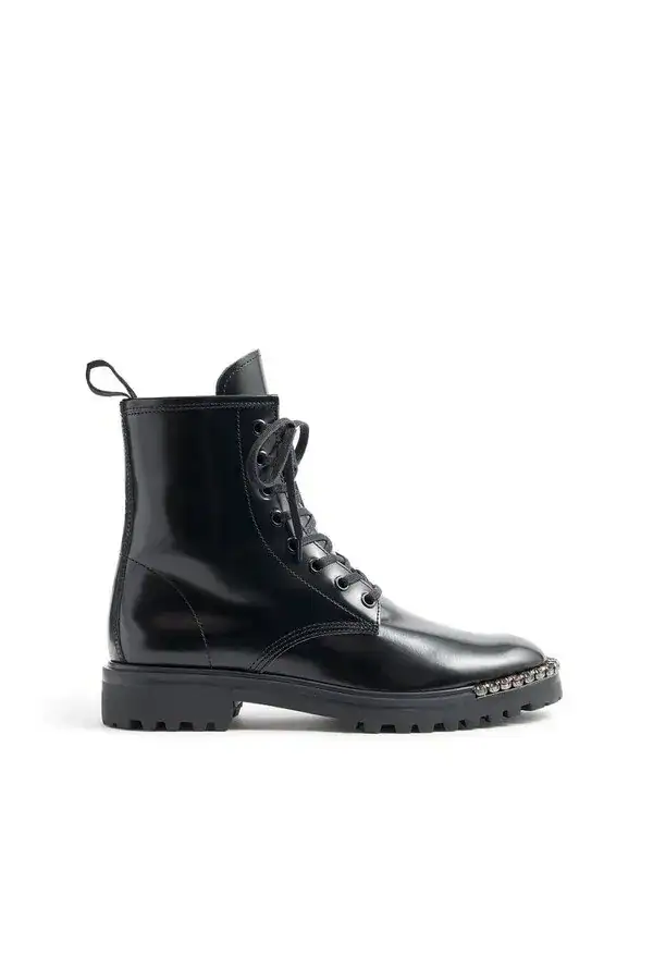 SCHUTZ Turmalina Women's Boots – Mid Calf Leather Boots With Iridescent Embellishments
