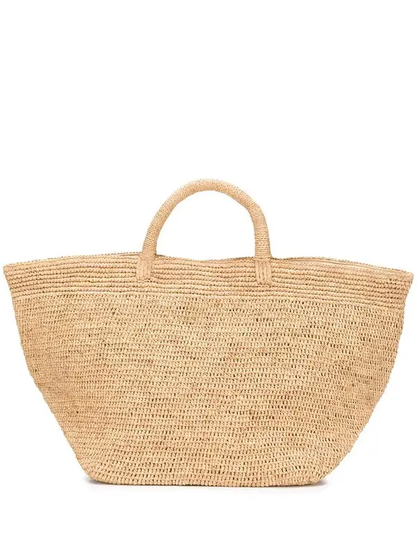 IBELIV Woven Raffia Tote - Brown