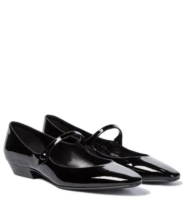 Saint Laurent Patent Leather Mary Jane Flats - Black | Editorialist