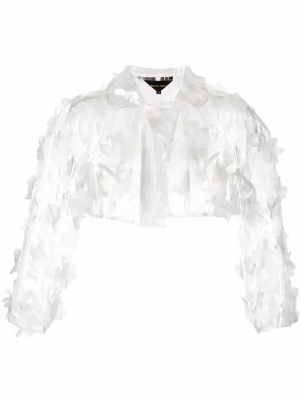 Comme Des GarçOns Floral Appliqué Vinyl Cropped Jacket - White
