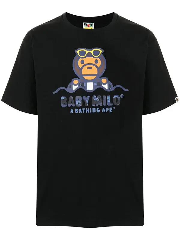 A Bathing Ape® Baby Milo Motif-Print T-Shirt - Black | Editorialist