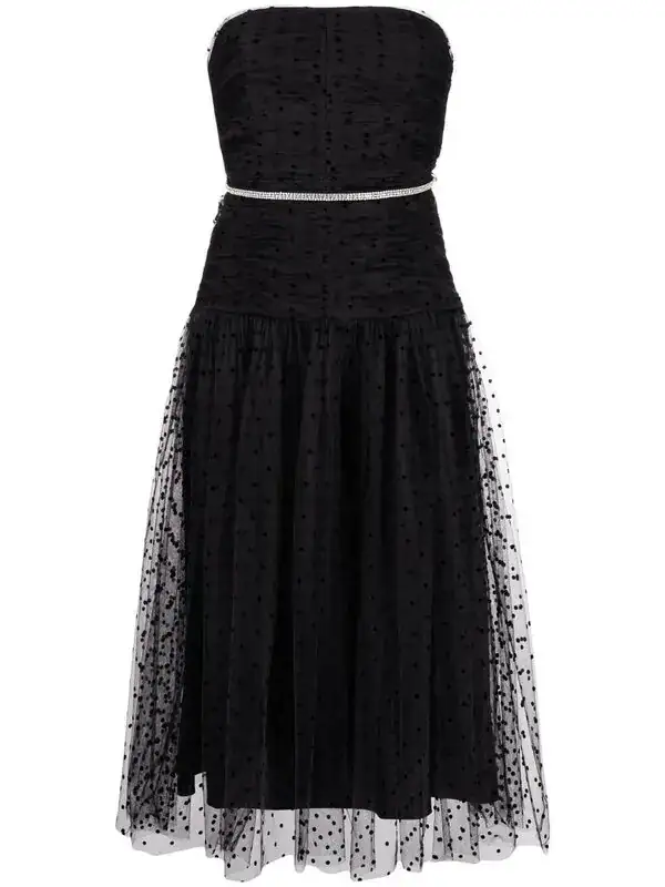 knee length dresses for ladies Self-Portrait // Black Rhinestone Mesh Long Sleeve Maxi Dress – VSP  Consignment main image 0