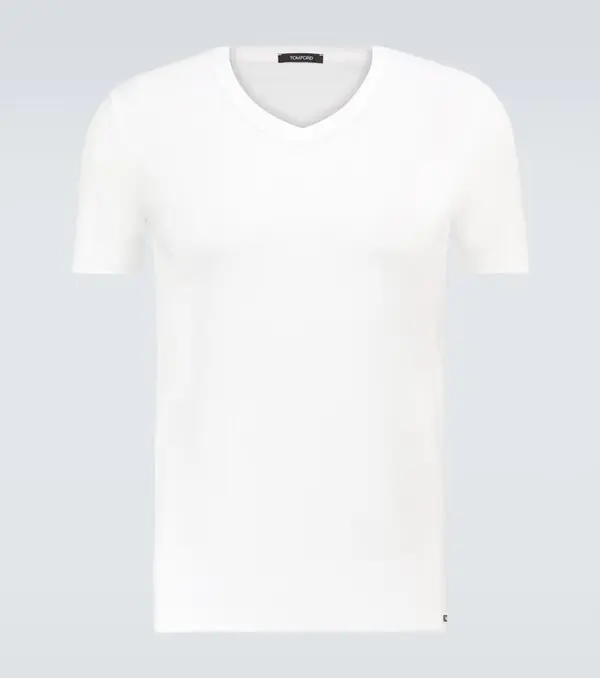 TOM FORD Stretch-cotton V-neck T-shirt - White
