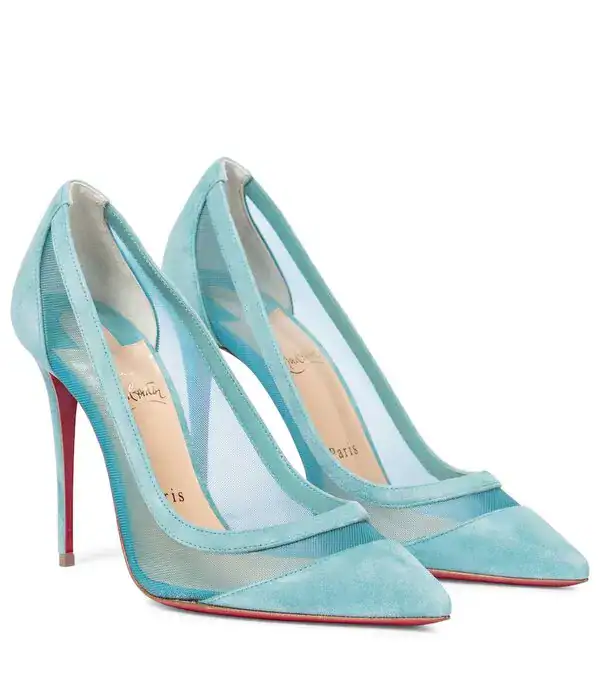 Christian Louboutin Galativi 100 Suede And Mesh Pumps Blue