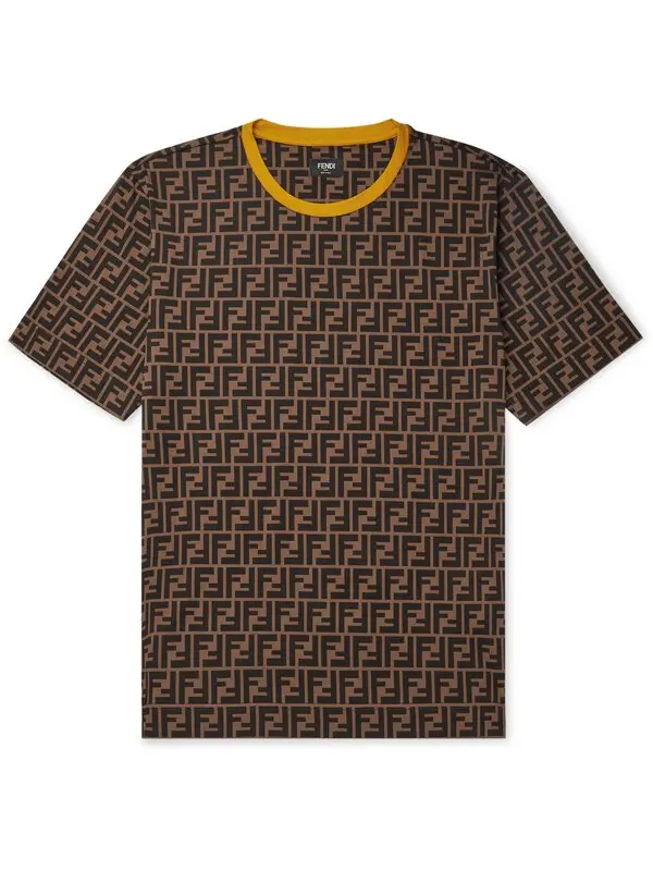 Fendi Logo-Print Cotton-Jersey T-Shirt M - Brown | Editorialist