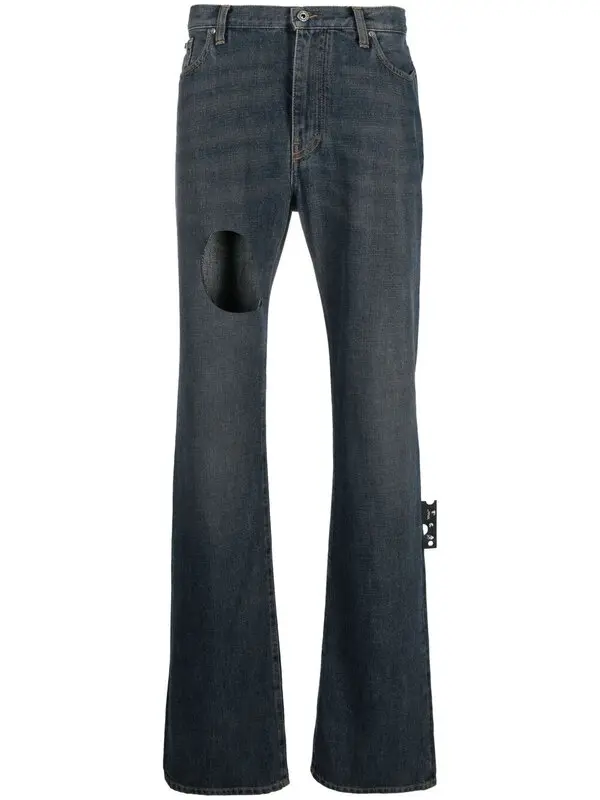 Off-White Distressed Straight Leg Jeans