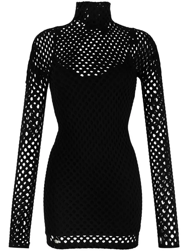 Philipp Plein Mesh-overlay Mini Dress - Black