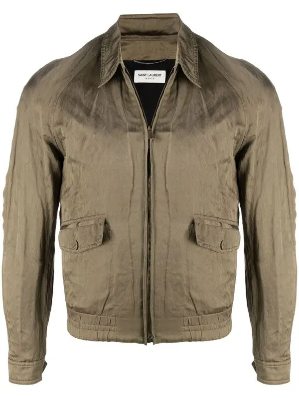 Saint Laurent Long-sleeve Satin Jacket