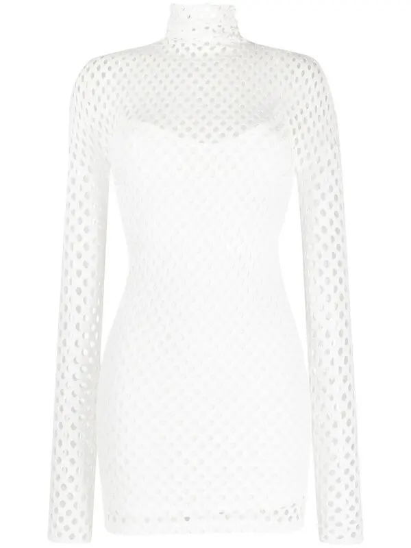 Philipp Plein Mesh-overlay Mini Dress - White