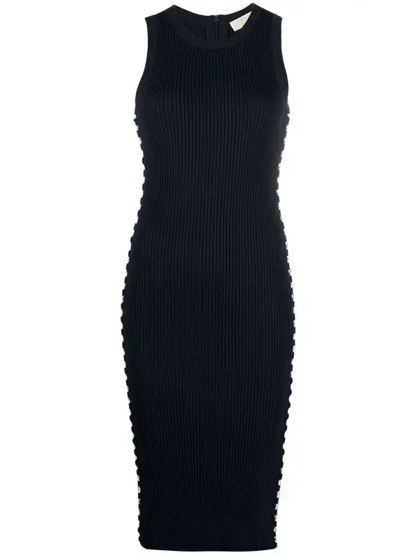 Michael Kors Ace-Up Detai Fitted Dress In Blue - 68% Off | Editorialist