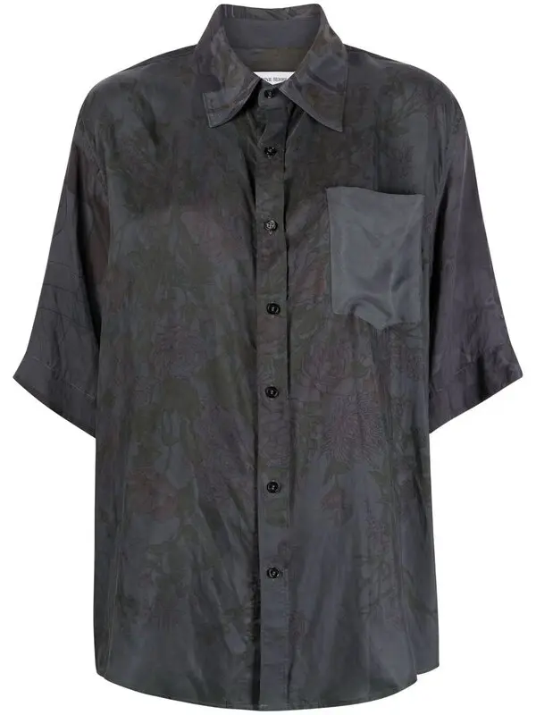 Marine Serre Regenerated Patchwork Silk-Scarf Shirt In Black - 20 