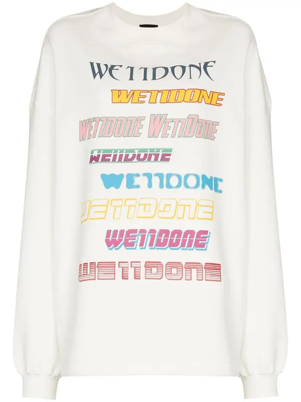 We11Done Logo-print Crew-neck Sweatshirt - White