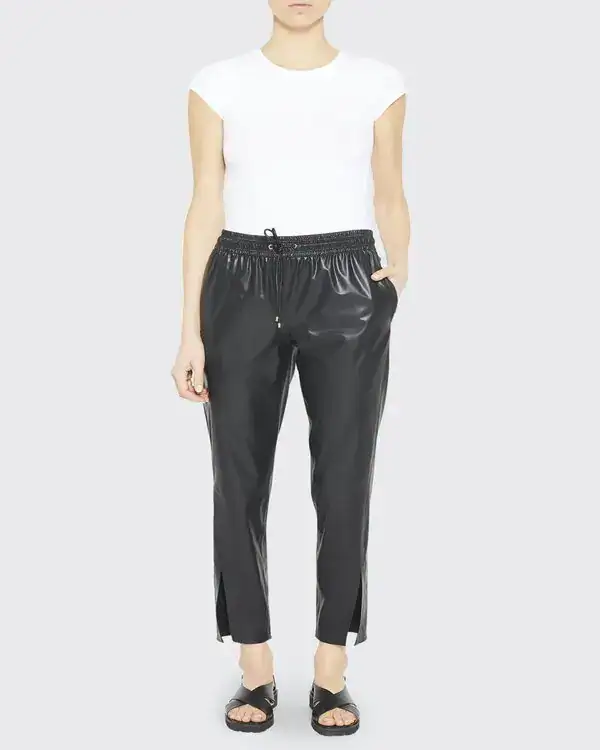 Theory Faux-Leather Slit Pull-On Pants In Black 70% Off