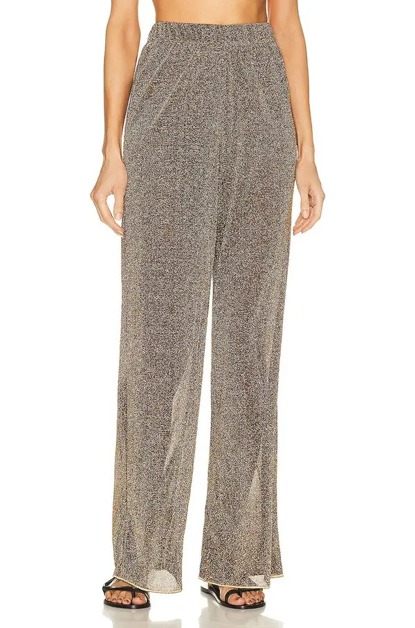 Oseree Lumiere Metallic Knit Pant - Sand