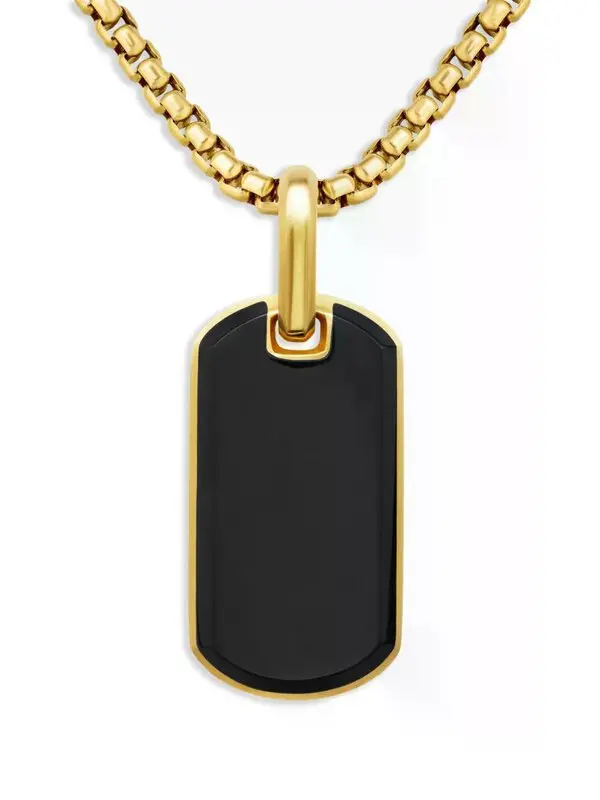 David Yurman 18kt Yellow And Onyx Chevron Tag