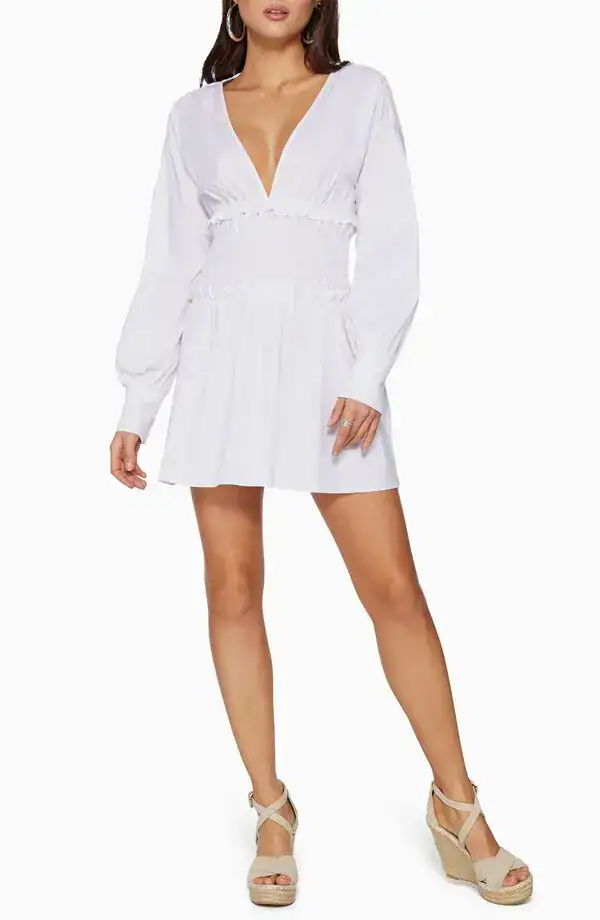 formal long sleeve midi dresses Klaudia Ruched Long Sleeve Midi Dress Fit and Flare main image 1