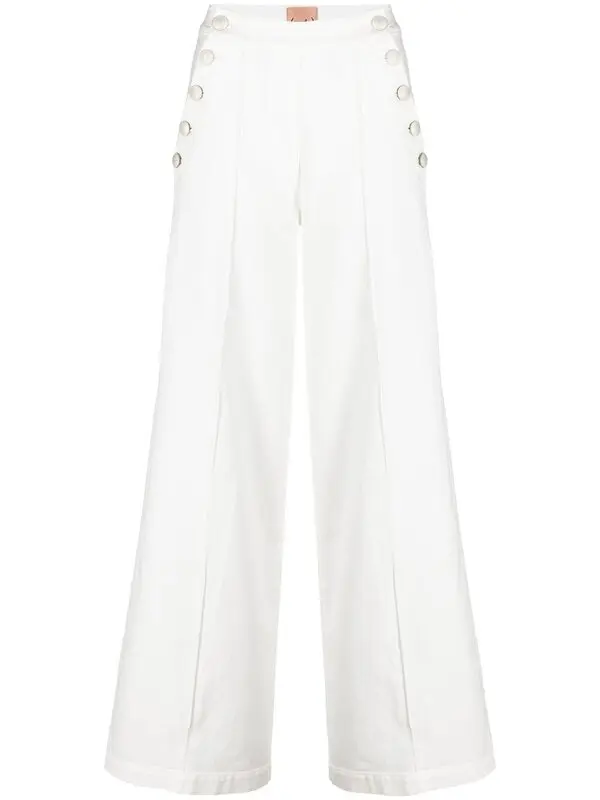 NUDE High-waisted Wide Leg Trousers - White