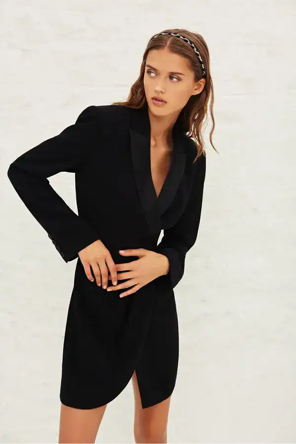 black short dress with open back Black Glitter Short Dress With Open Back