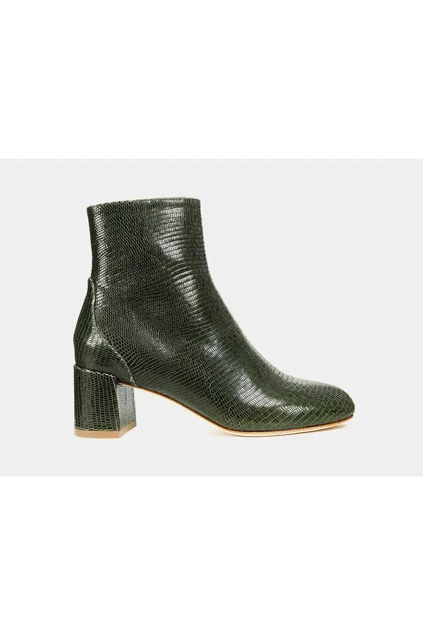 SANTM Monti Embossed Leather Boots - Green