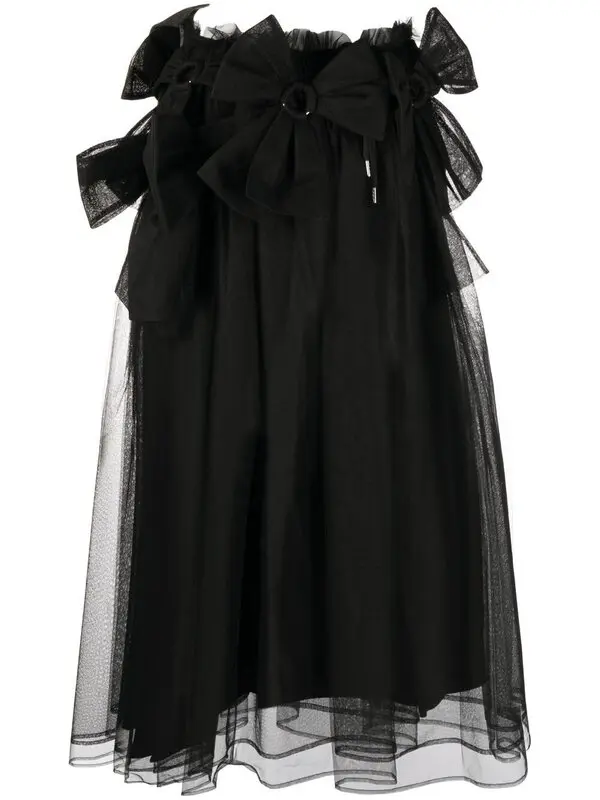 Noir Kei Ninomiya Bow-embellished Tulle Skirt