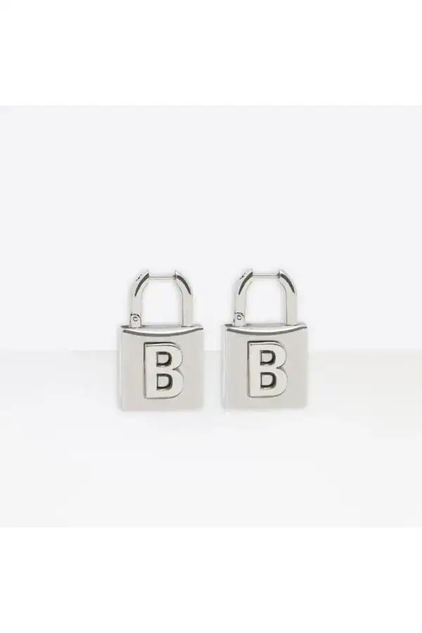 Balenciaga Lock Small Earrings Silver Editorialist