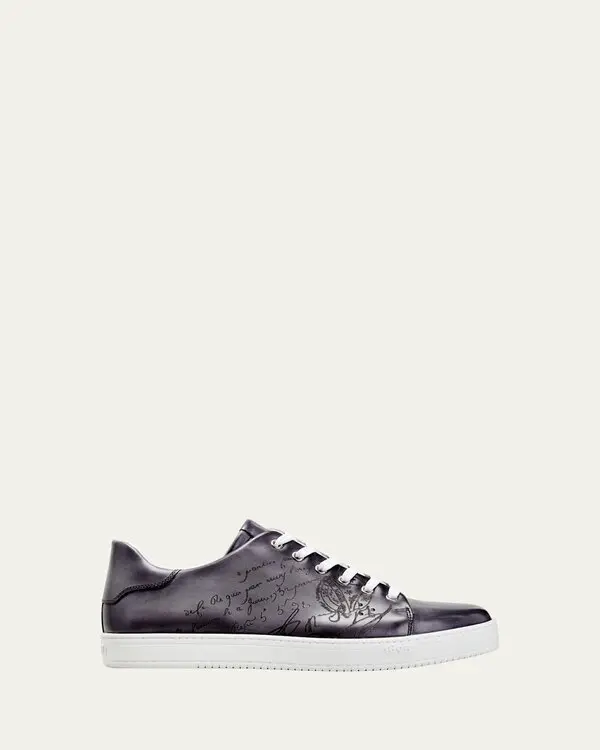Berluti Playtime Scritto Leather Sneakers - Light Aluminio