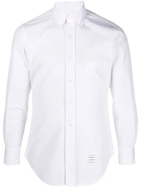 Thom Browne Button-down Rwb Detail Shirt - White