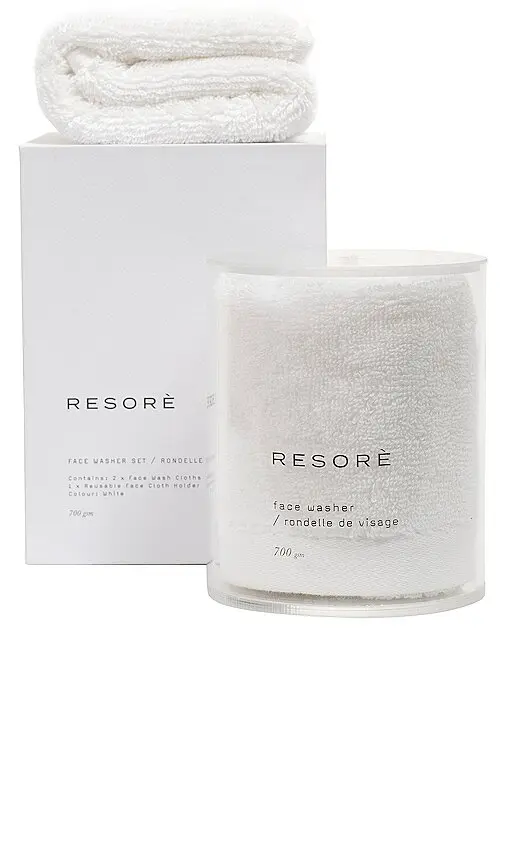 RESORE Set Of 2 Wash Cloths With Wash Cloth Holder