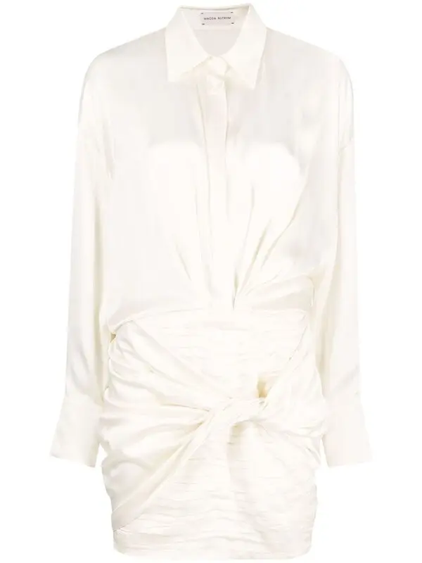 twist satin shirt dress Off White Satin Mini Shirt dress 42