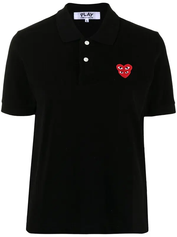 Play Comme Des Garcon Logo-patch Polo Shirt - Black
