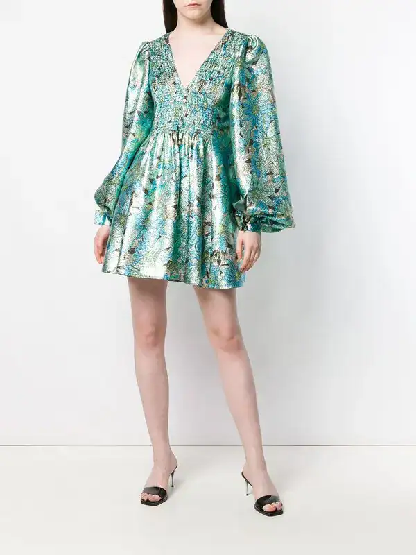 stella mccartney metallic dress Stella Mccartney Floral Print Metallic Dress In Green - 83% Off