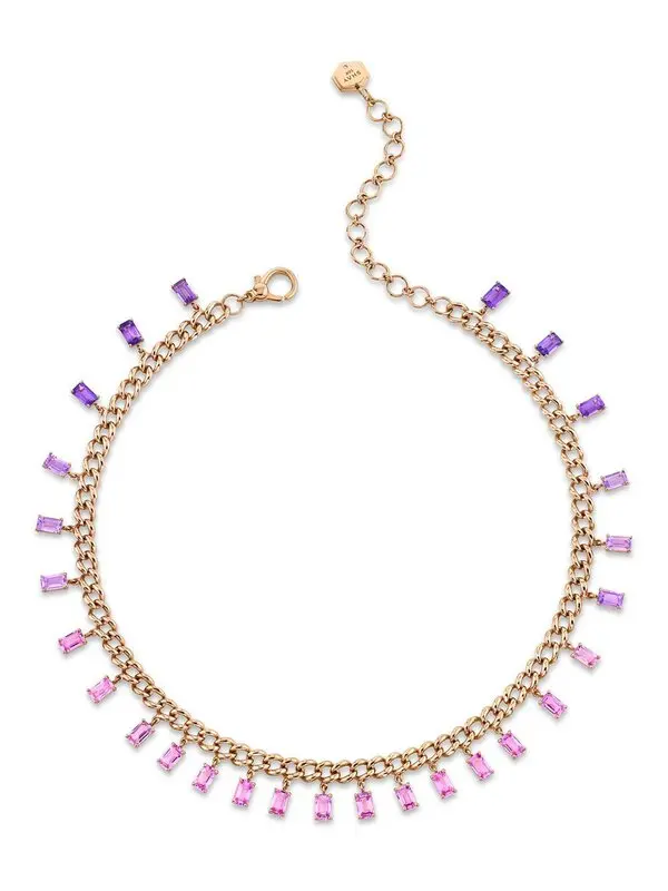 Shay 18kt Rose Ombre Baguette Sapphire And Amethyst Choker