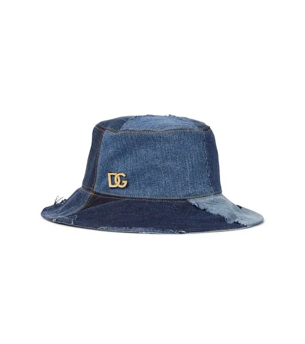 Dolce & Gabbana Patchwork Denim Bucket Hat - Blue | Editorialist