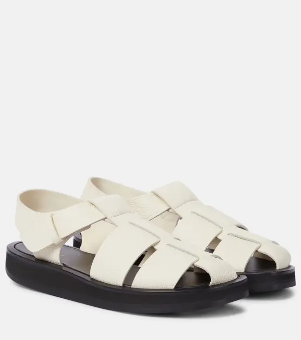 THE ROW Fisherman Leather Sandals - White
