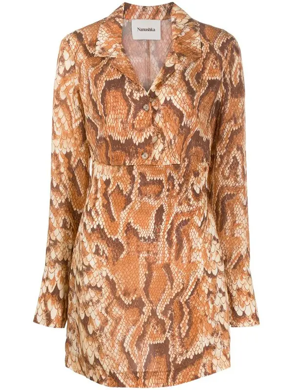 Nanushka Tess Python Print Dress In Orange - 50% Off | Editorialist
