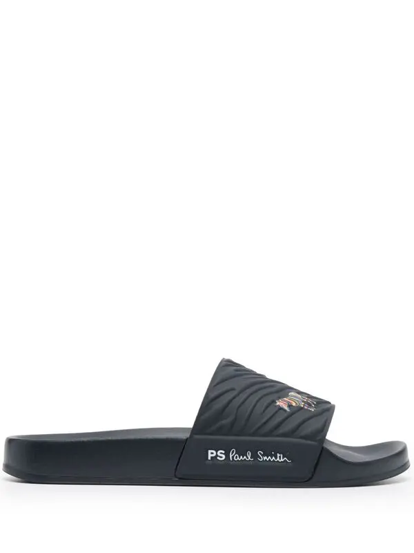 Paul Smith Textured Zebra-print Sliders - Blue | Editorialist