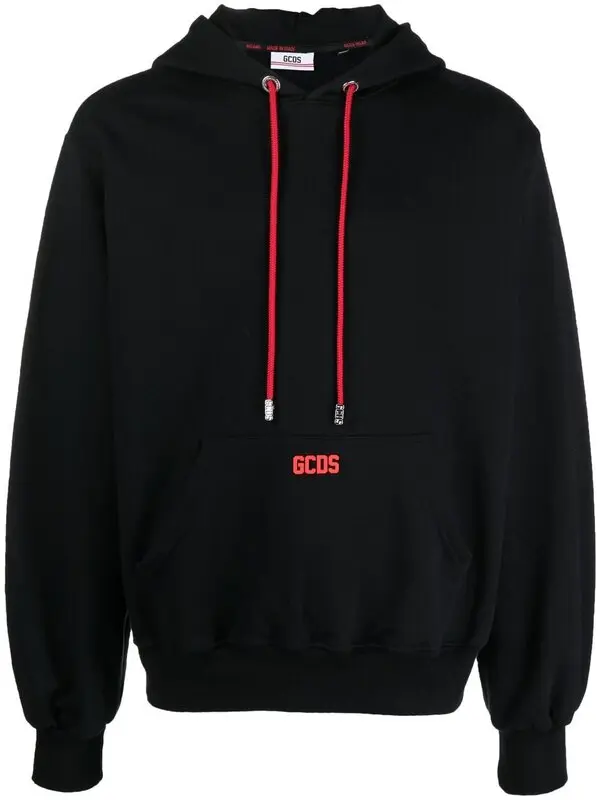 Gcds Logo-print Cotton Hoodie - Black