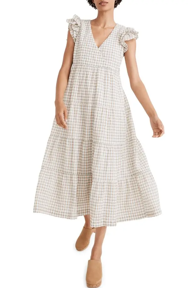 Madewell Ruffle Sleeve Dress Linen Dress Madewell Ruffle Sleeve Dress  Ruffled Dress Wrap Dress