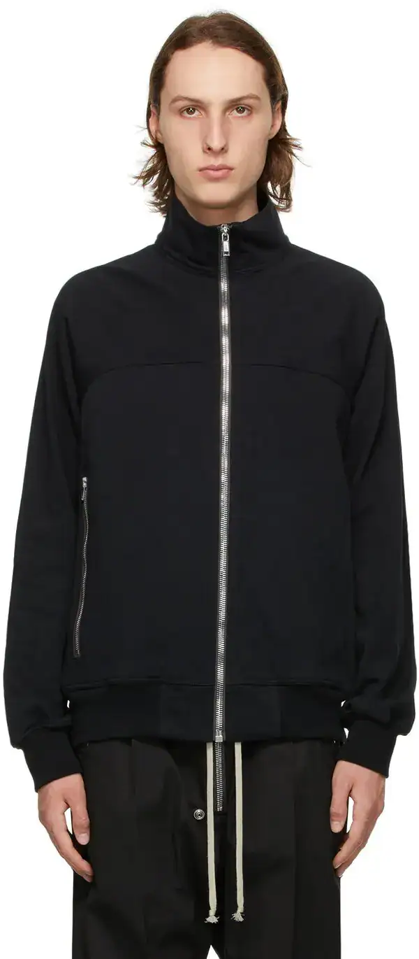 Rick Owens Black Zip Front Jogger Sweater In 09 Black - 65% Off  