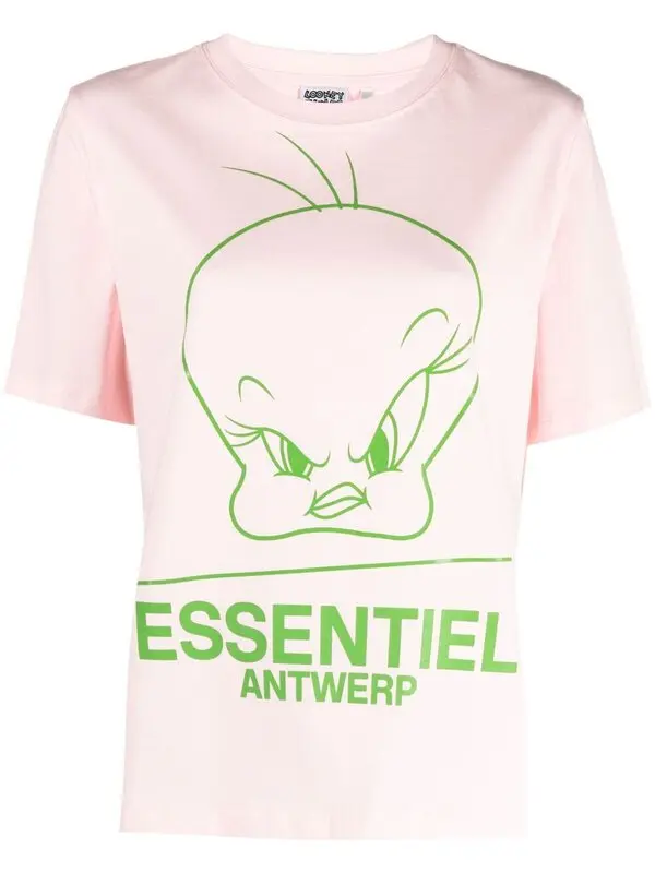 Essentiel Antwerp Tweety-Print Cotton T-Shirt In Pink 42% Off