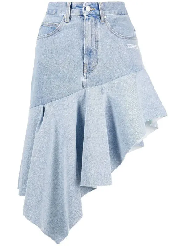 Off-White Asymmetric Ruffled Denim Skirt