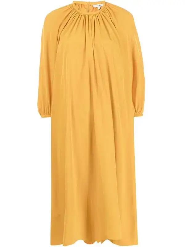 Tibi Draped Silk Midi Dress In Gold - 50% Off | Editorialist