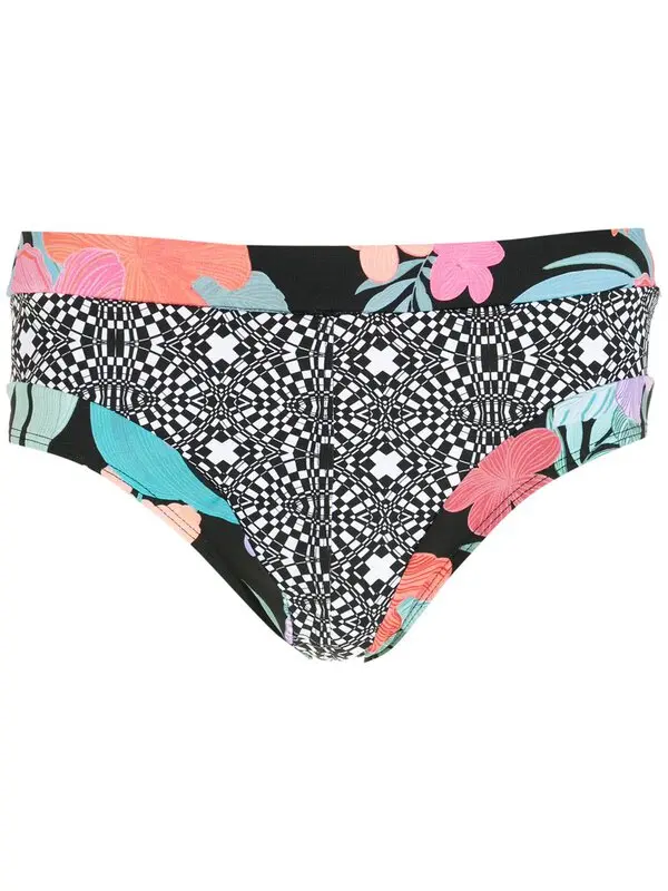 AMIR SLAMA Striped Panels Hibiscus Swimming Trunks